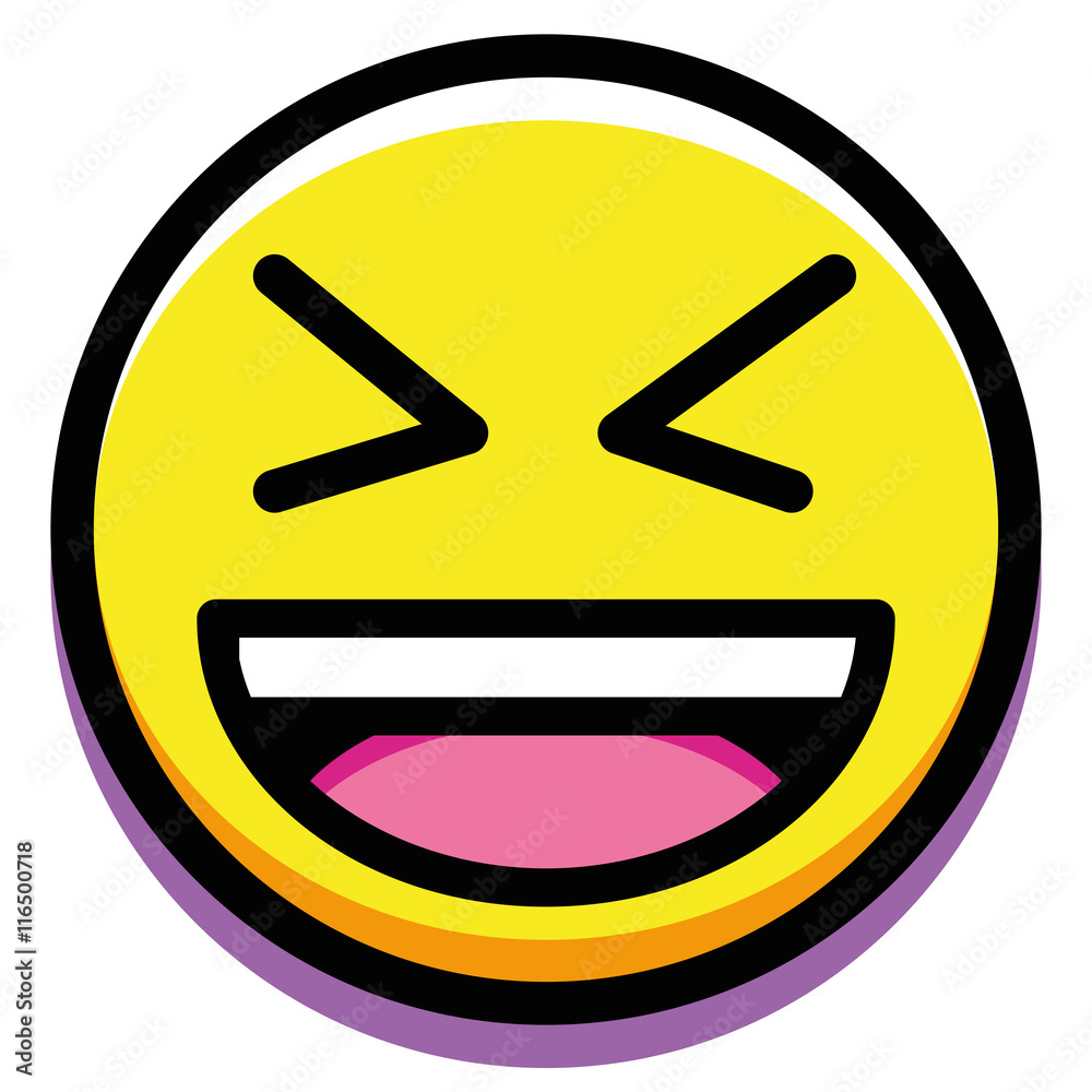 Cartoon Laughing Face Isolated On White Background Stock Vector | Adobe ...