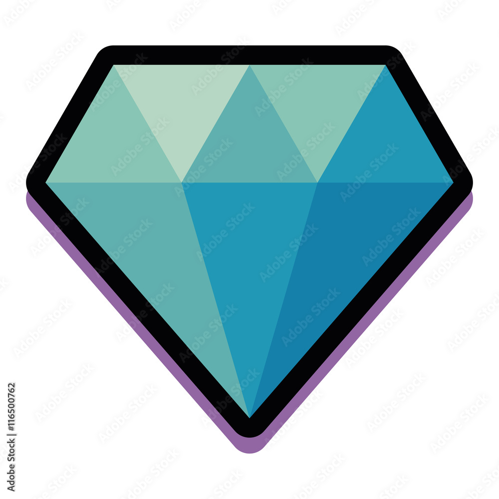 Cartoon Diamond Isolated On White Background Stock Vector | Adobe Stock