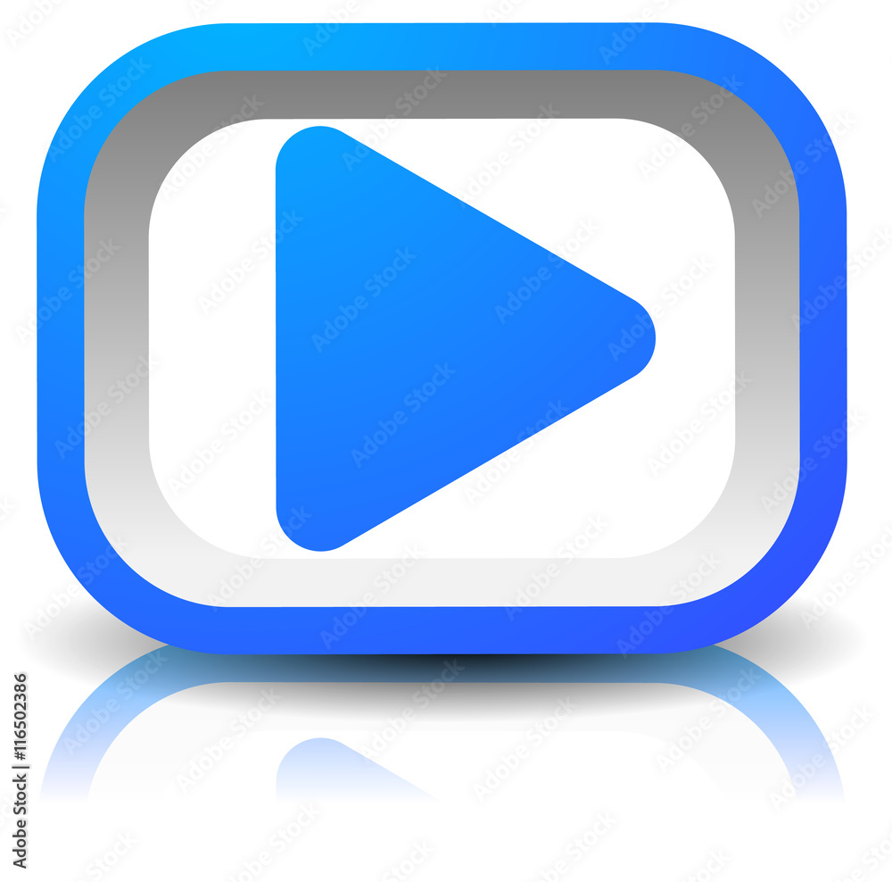 3d rectangular play button with shadow and reflection isolated o Stock ...