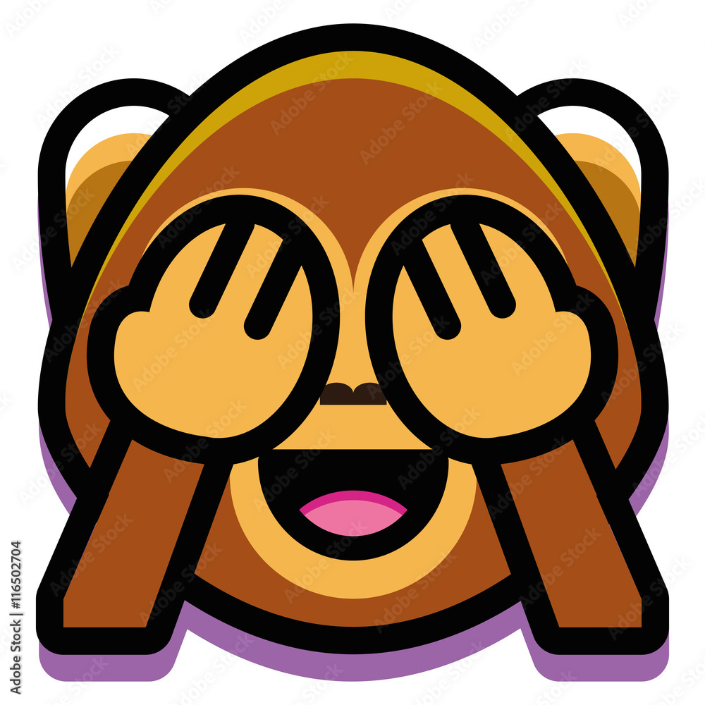 Cartoon Cute Monkey Face Isolated On White Background Stock Vector ...