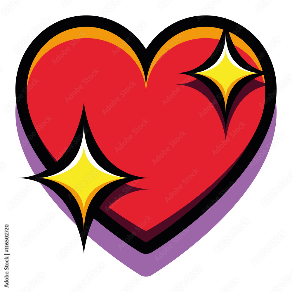 Cartoon Sparkling Heart Isolated On White Background Stock Vector ...