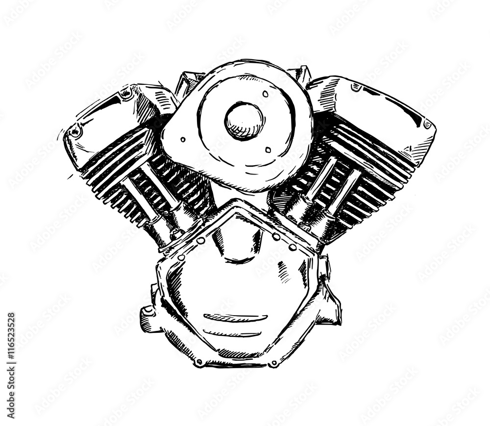 Motorcycle Engine Drawing