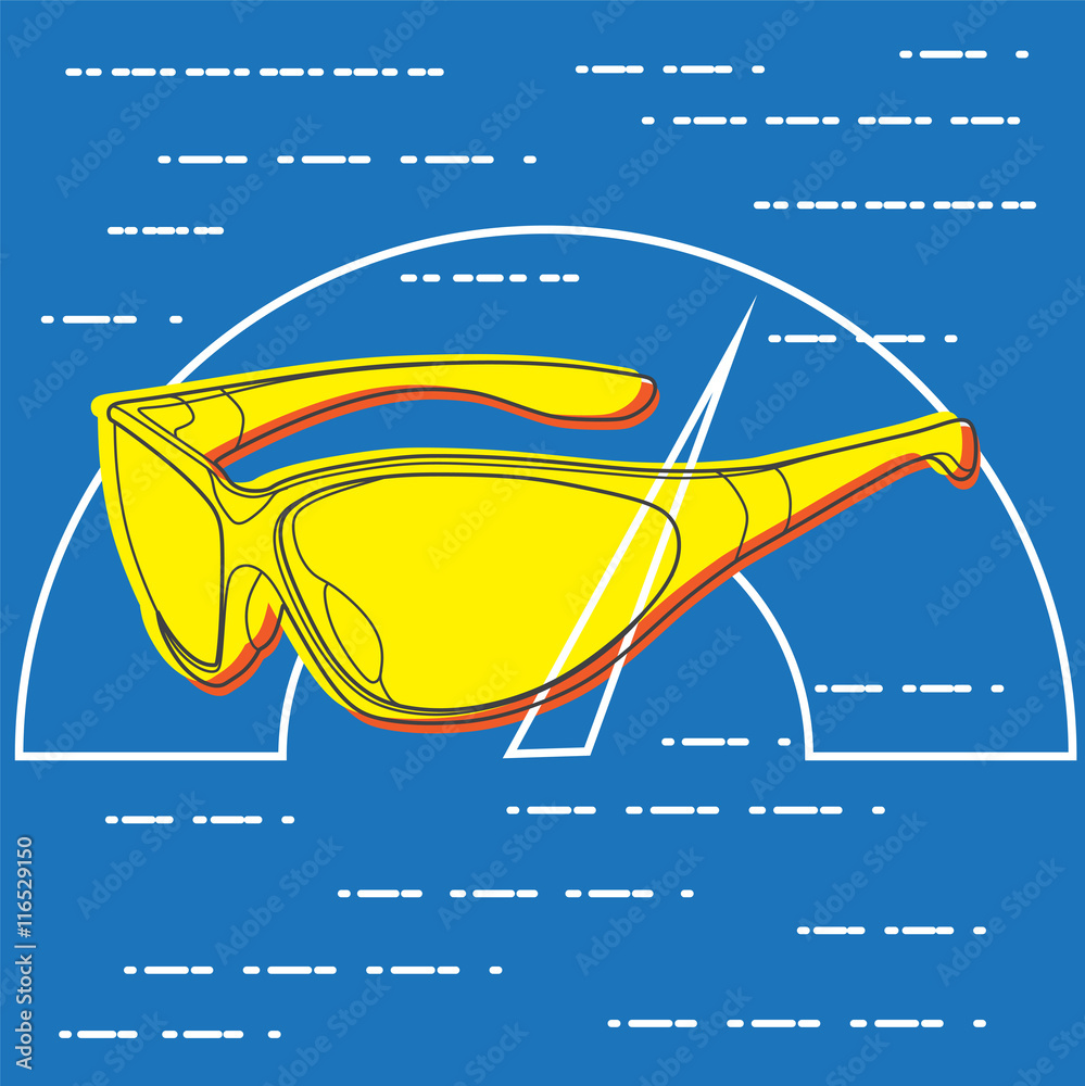 Abstract outline drawing of glasses with graphic elements, simple art ...