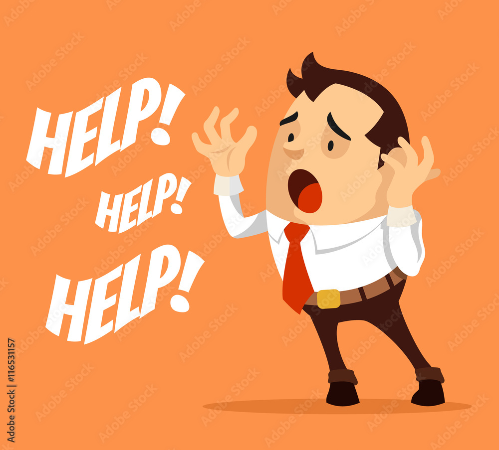 Man character need help. Vector flat cartoon illustration Stock Vector ...