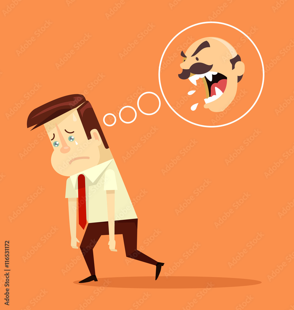 Angry Boss Fired Office Worker Character Vector Flat Cartoon