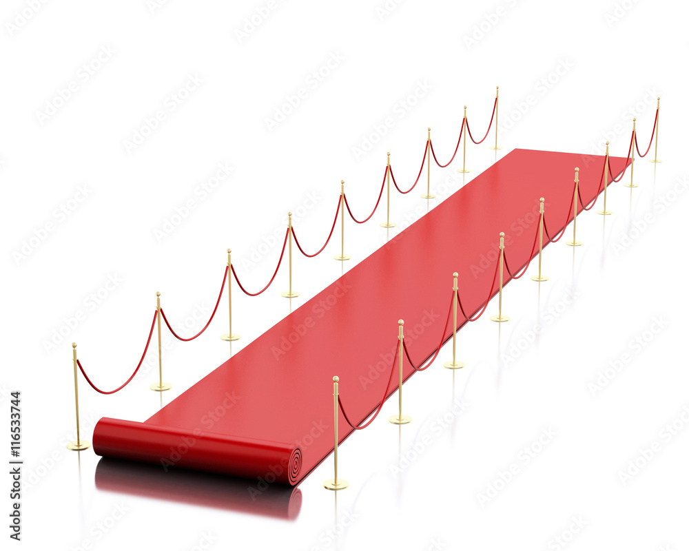 3d Empty red carpet against white background. Stock Illustration ...