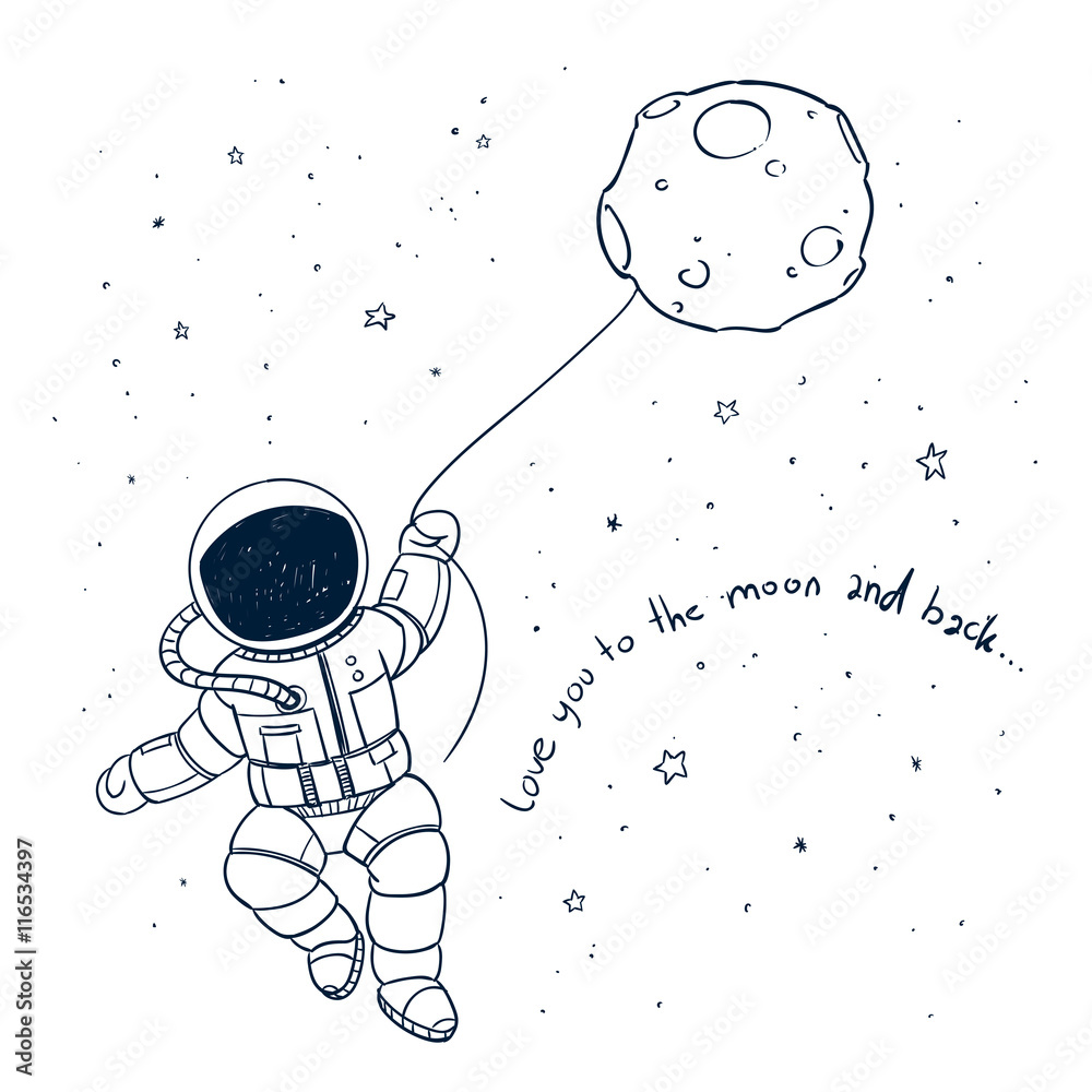 Vector Illustration of a Hand Drawn Astronaut Doodle Stock Vector ...
