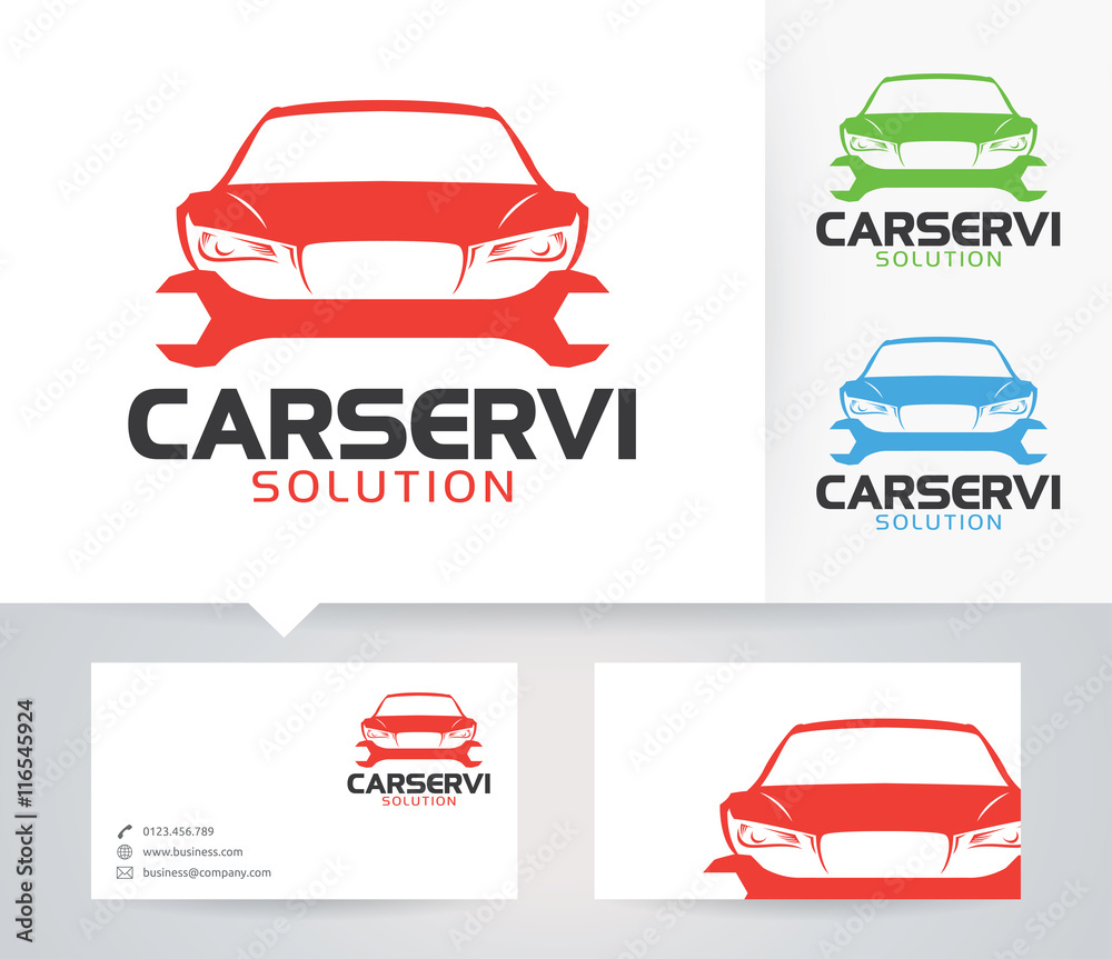 Car Service vector logo with alternative colors and business card ...