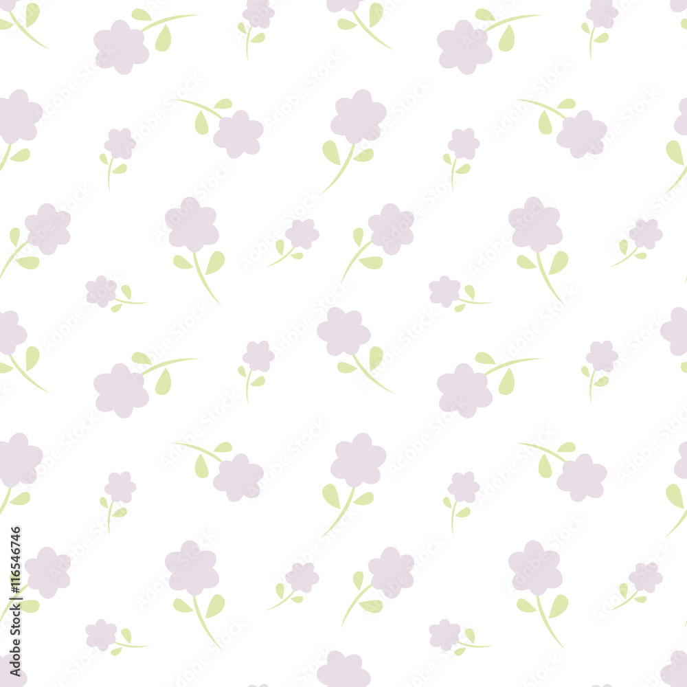 cute romantic purple flowers seamless vector pattern background ...