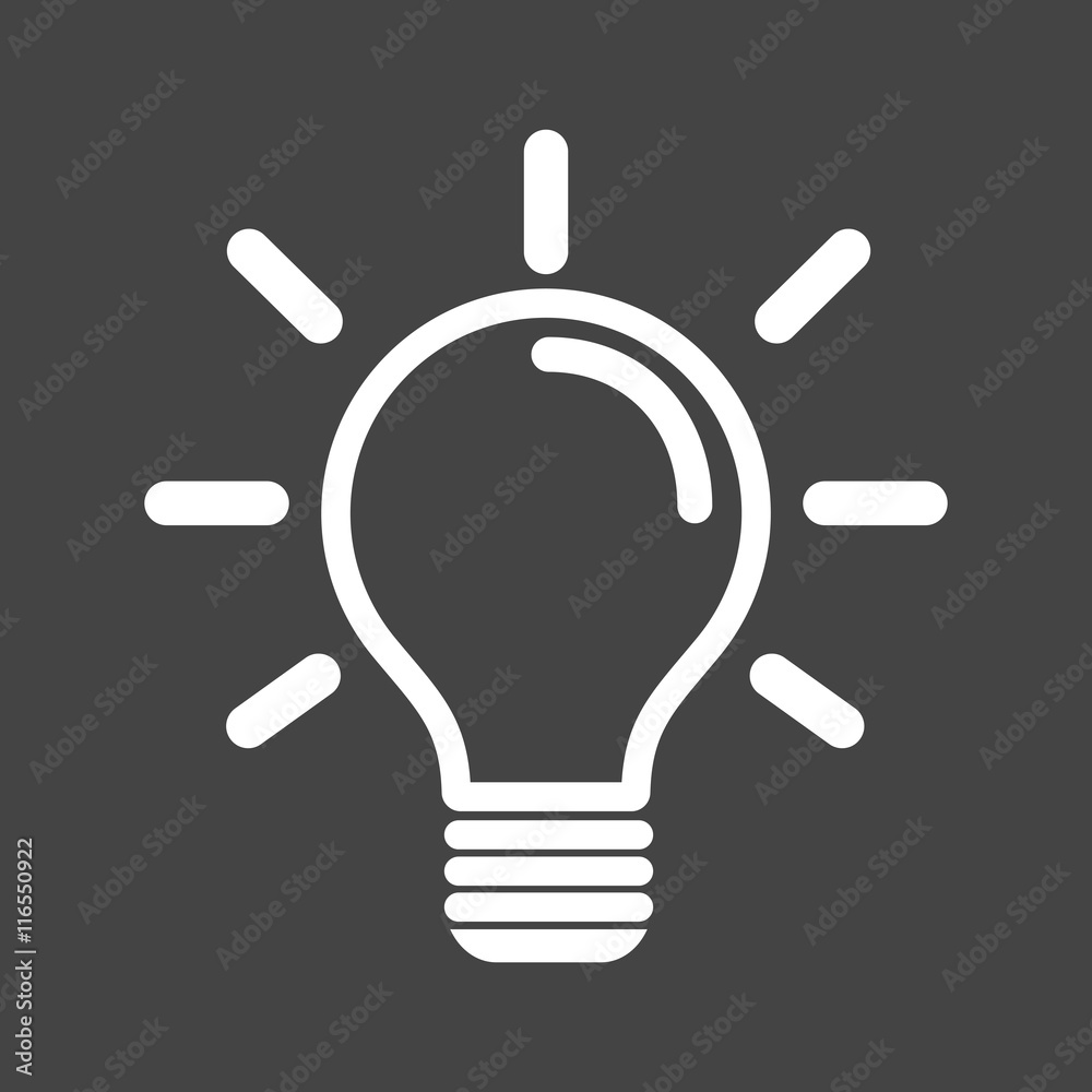 Light bulb icon in grey background. Idea flat vector illustration ...