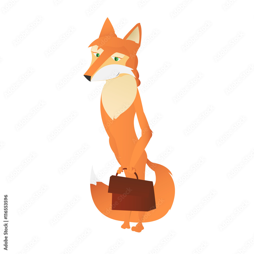Cartoon beautiful anthropomorphic young fox woman vector illustr Stock ...