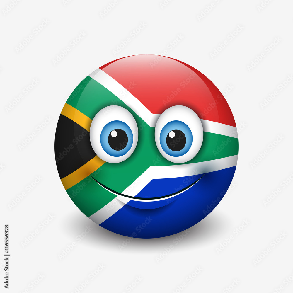 Cute emoticon isolated on white background with South Africa flag ...