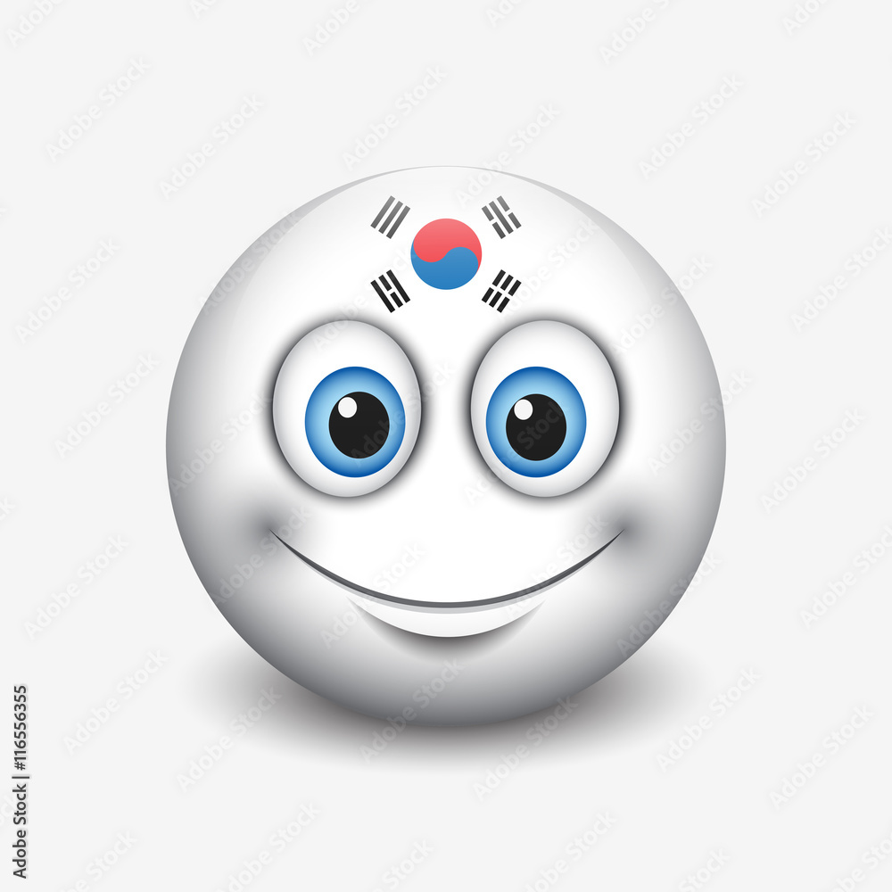 Cute emoticon isolated on white background with South Korea flag motive ...
