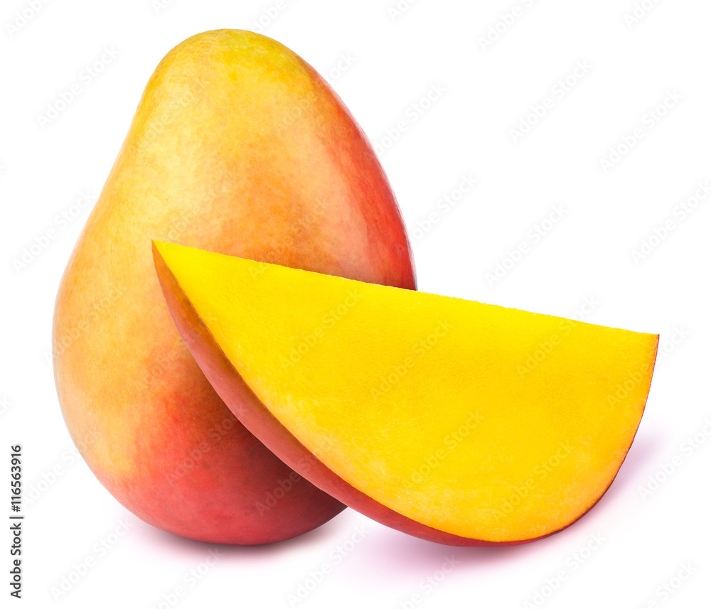 Mango with slice isolated on white background, with clipping path Stock ...