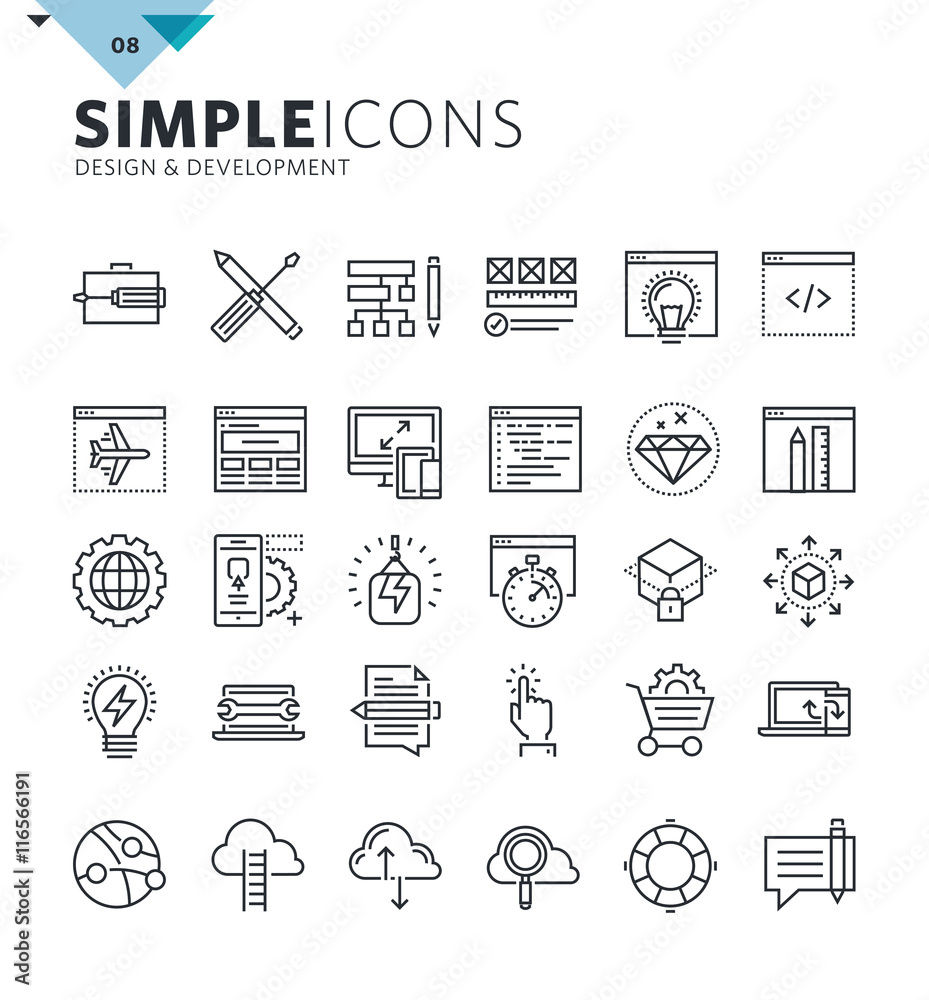 Modern thin line icons of design and development. Premium quality ...