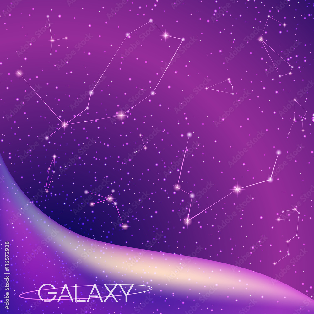 Abstract galaxy background with star constellations, milky way ...