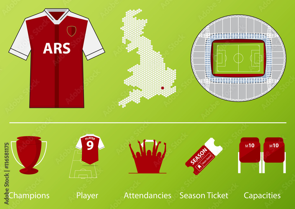 Modern infographic for football club in flat design. Map for football ...