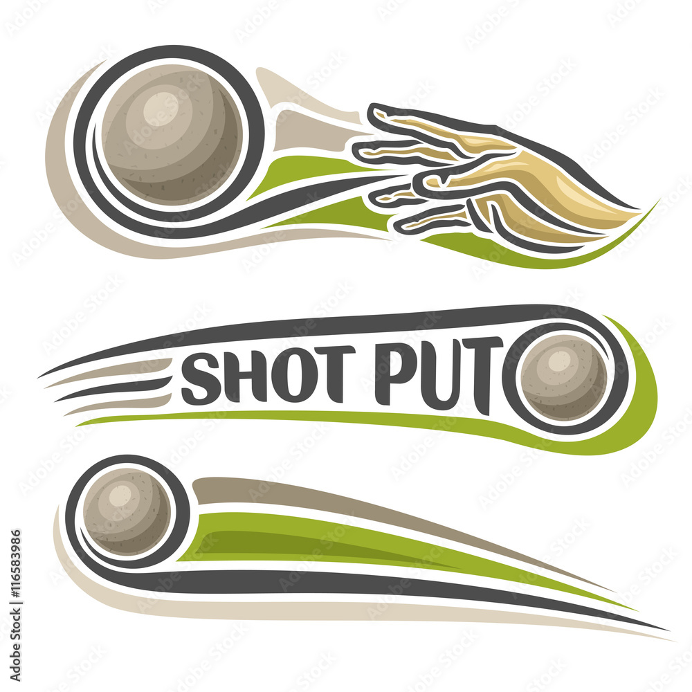 Vector logo for athletics shot put, consisting of arm, hand throw ...