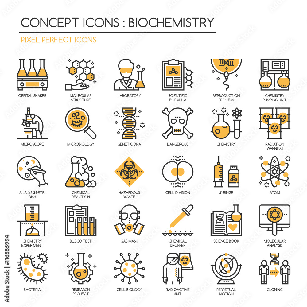 Biochemistry Thin Line and Pixel Perfect Icons Stock Vector | Adobe Stock