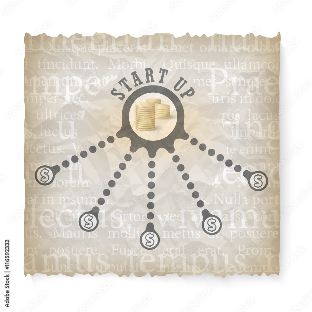 Crumpled paper with theme of start up Stock Vector | Adobe Stock