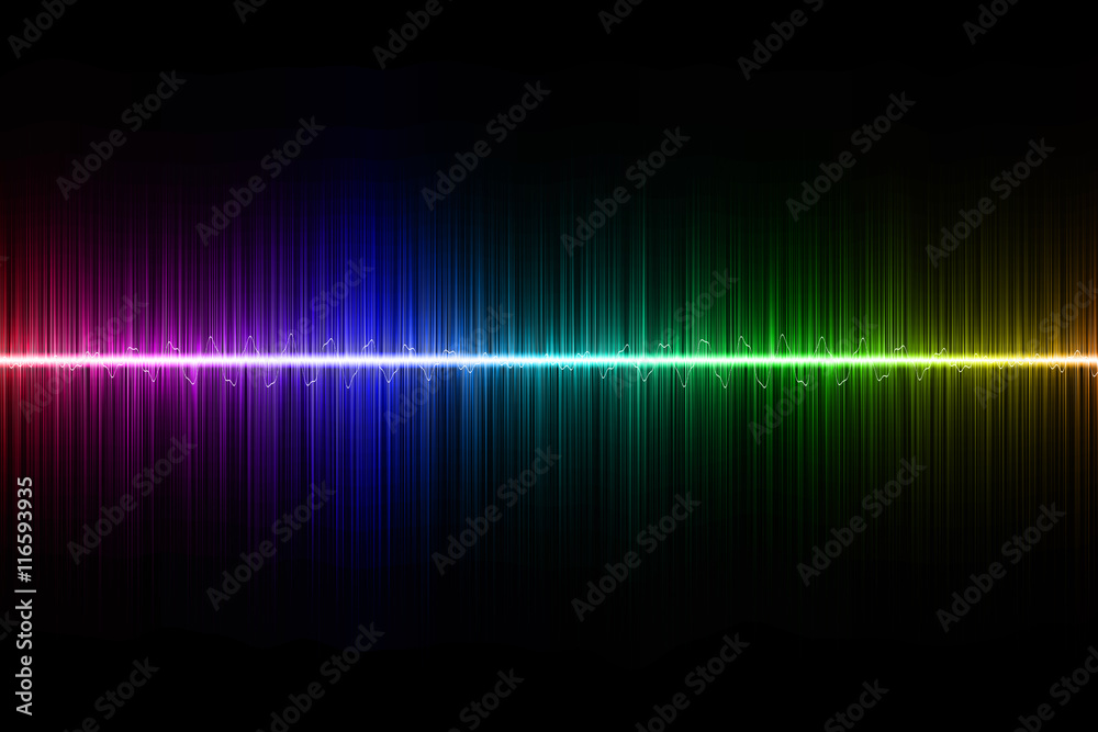 rainbow sound wave on black background Stock Photo | Adobe Stock