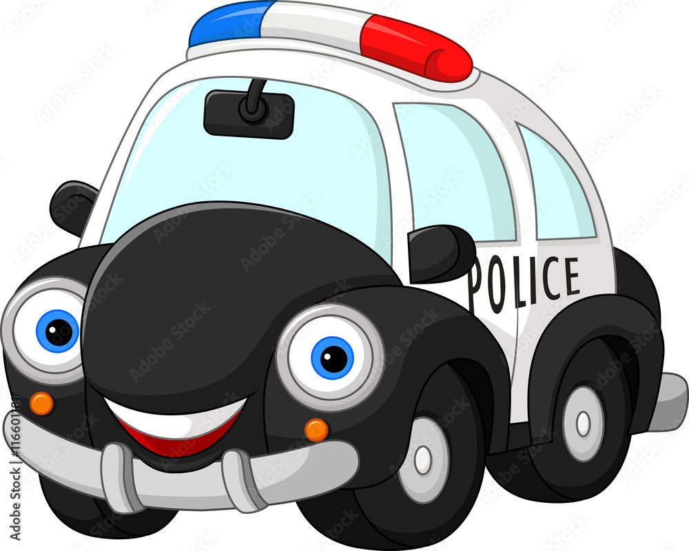 Cartoon police car character Stock Vector | Adobe Stock