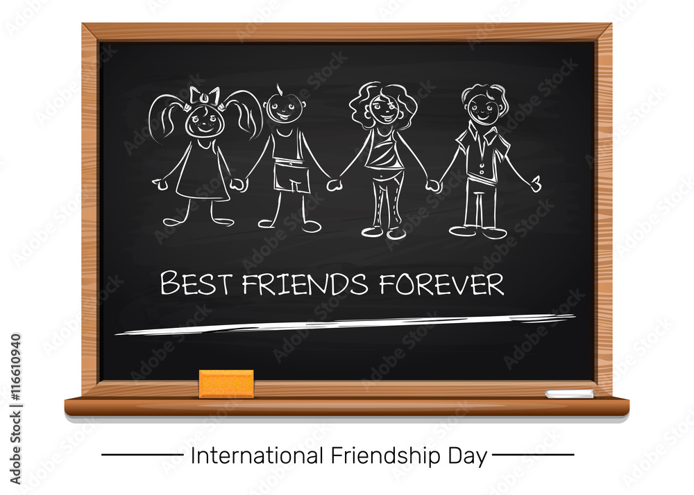 International Friendship Day concept design. Inscription in chalk on a ...