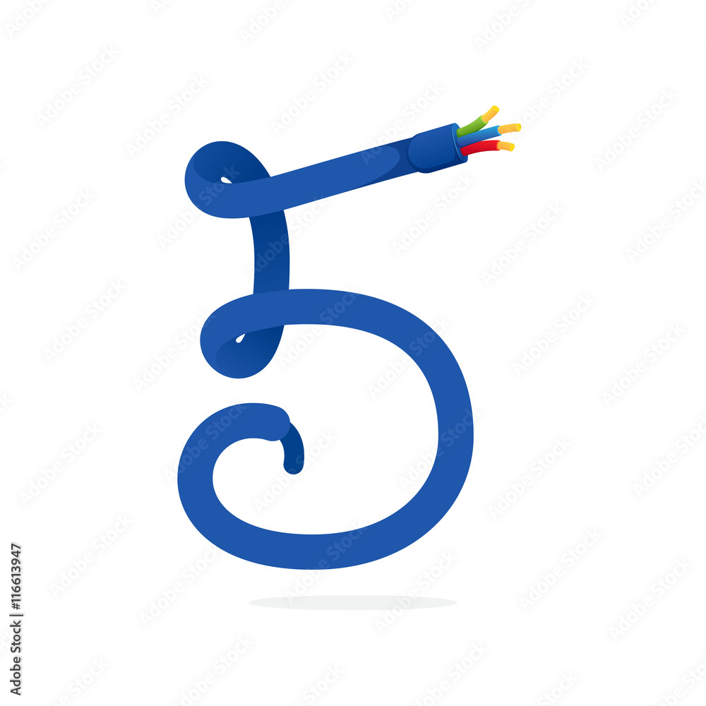 Number five logo formed by electric cable. Stock Vector | Adobe Stock