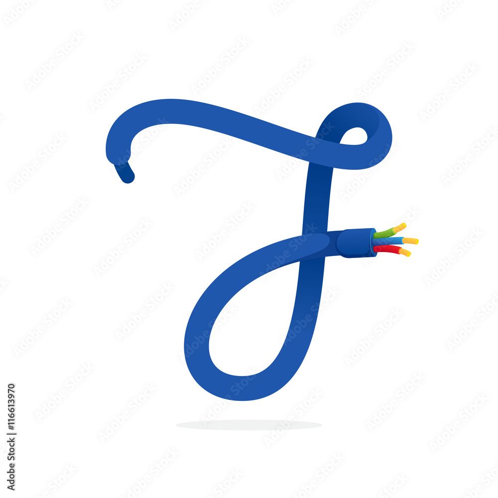 Number seven logo formed by electric cable. Stock Vector | Adobe Stock