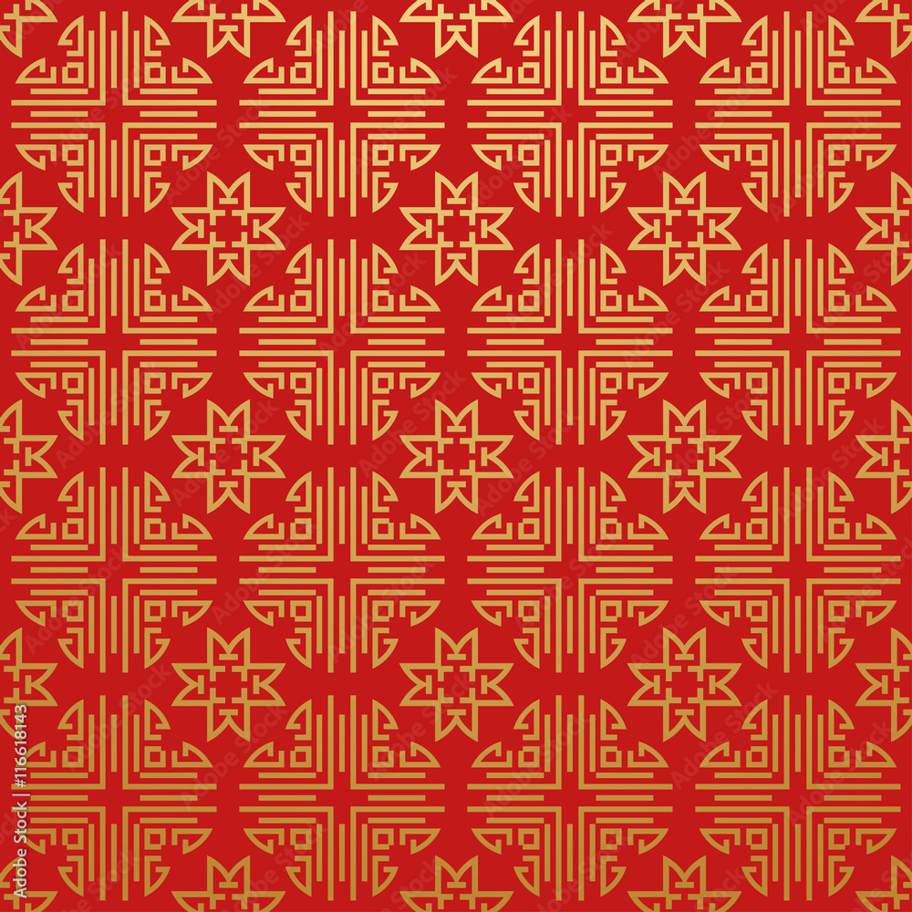 Chinese pattern. Red. Wallpaper design. Geometric tiles. Vector image ...