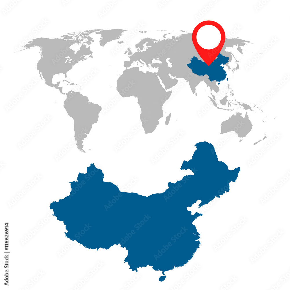 Detailed map of China and World map navigation set. Flat vector ...