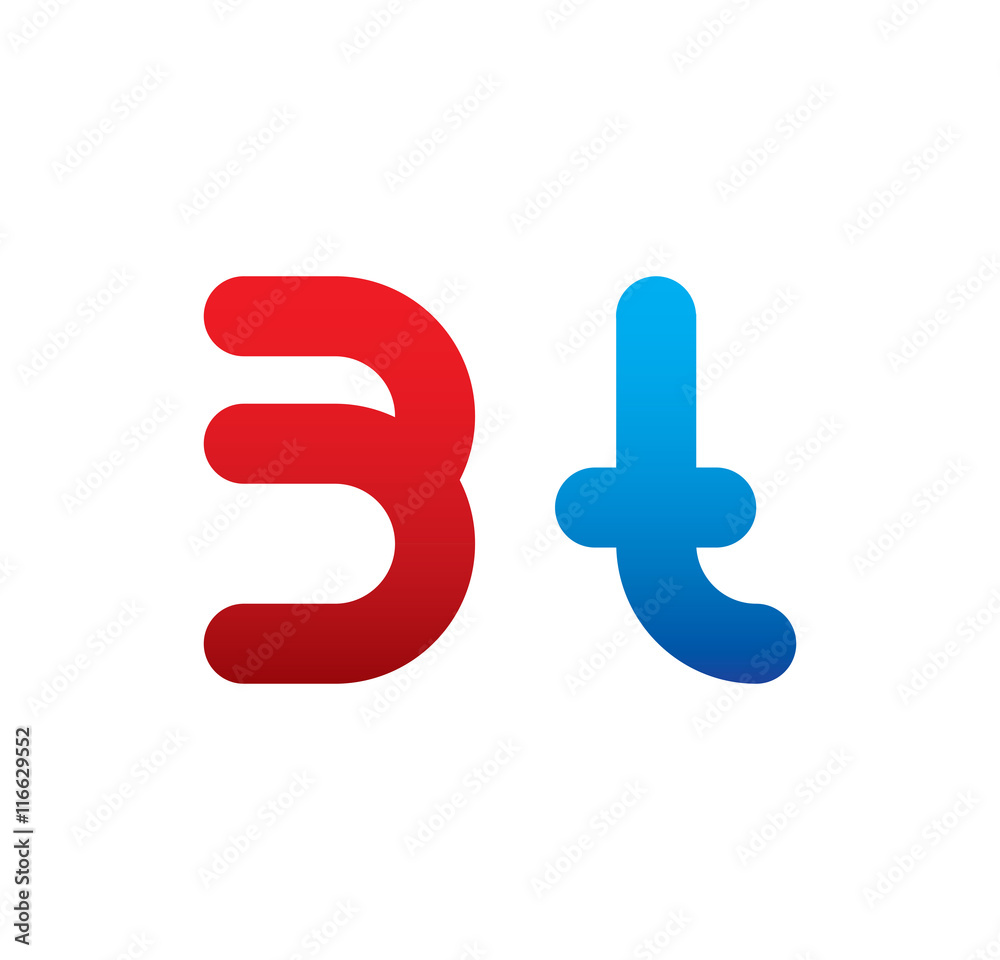 3t logo initial blue and red Stock Vector | Adobe Stock