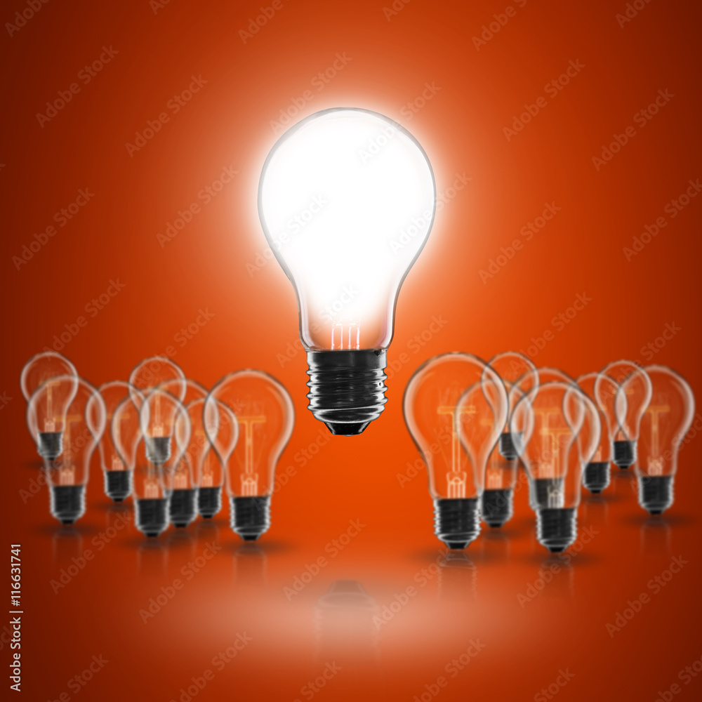 Idea concept - light bulb on the black background Stock Photo | Adobe Stock