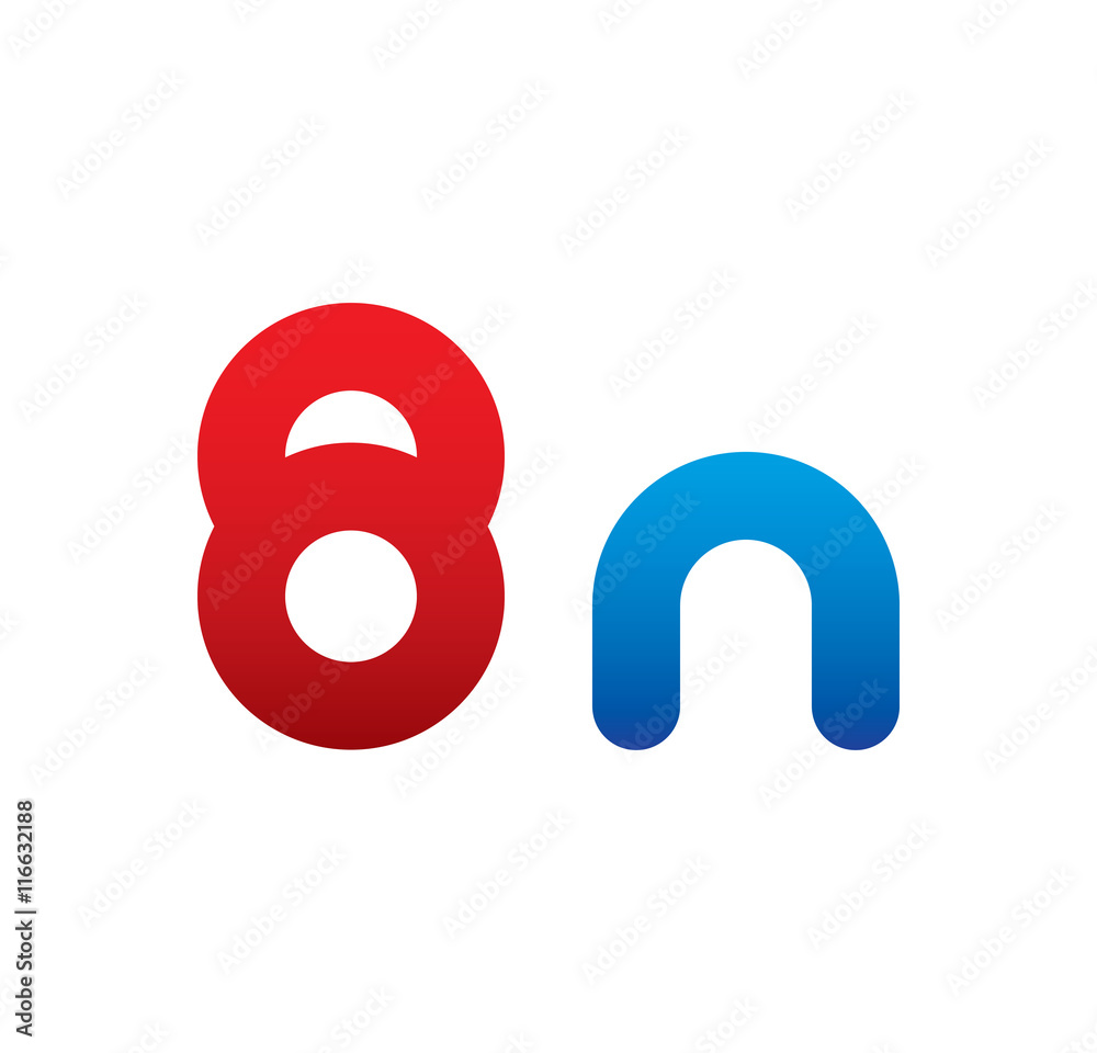 8n logo initial blue and red Stock Vector | Adobe Stock