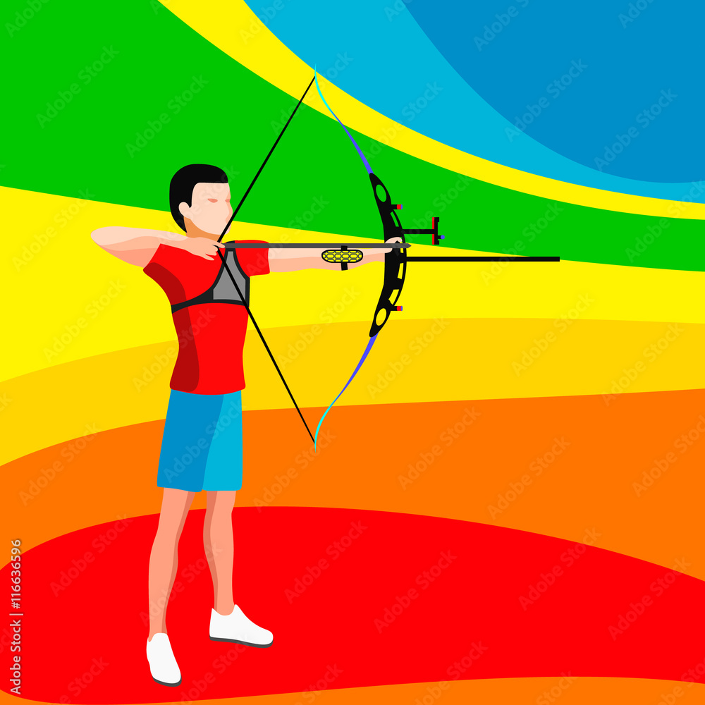 Archery Player 2016 Summer Games Icon Set. 3D Isometric Archery Player ...