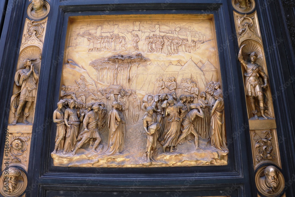 Joshua and Fall of Jericho. Relief on the gates of Paradise at ...