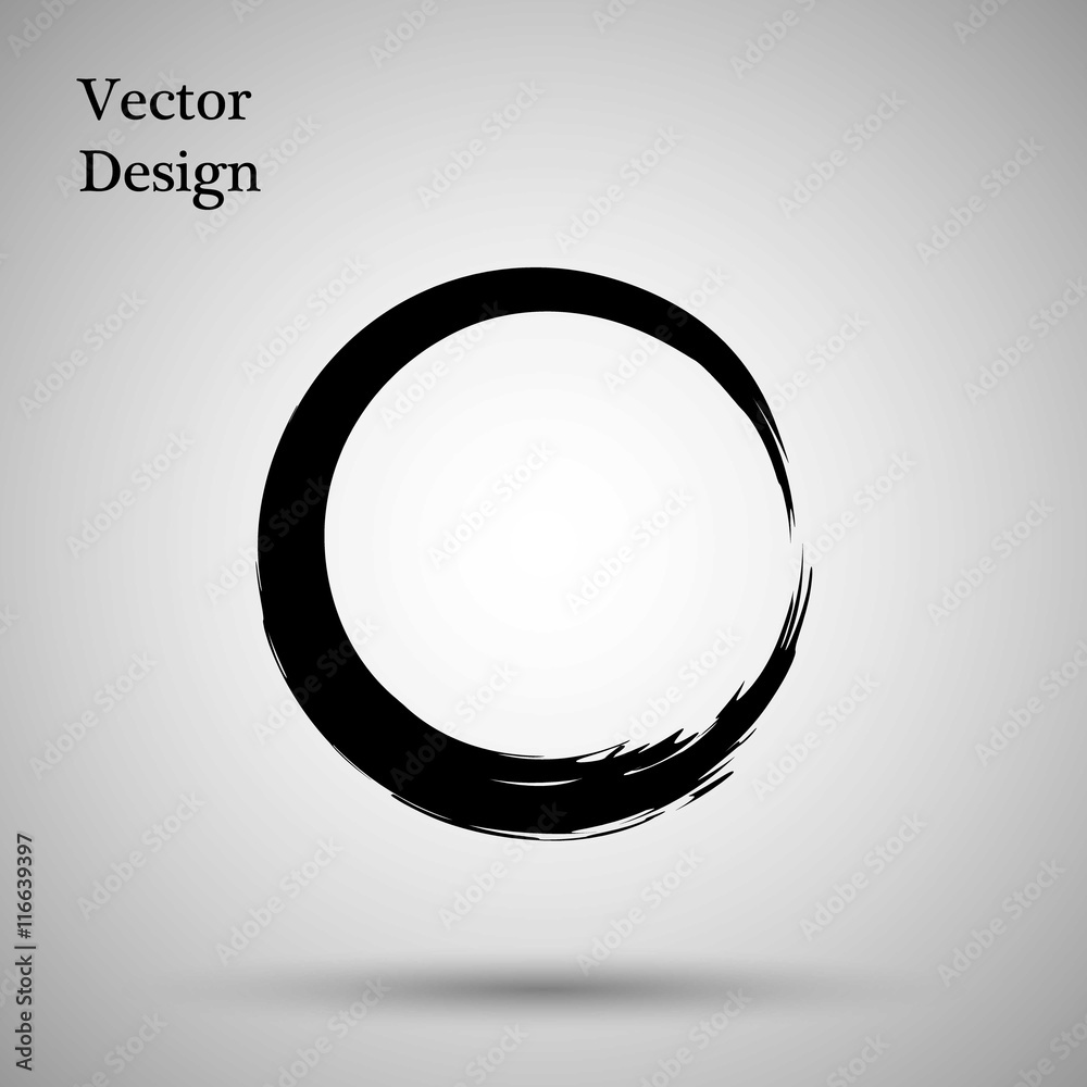Hand drawn circle shape. label, logo design element. Brush abstract ...