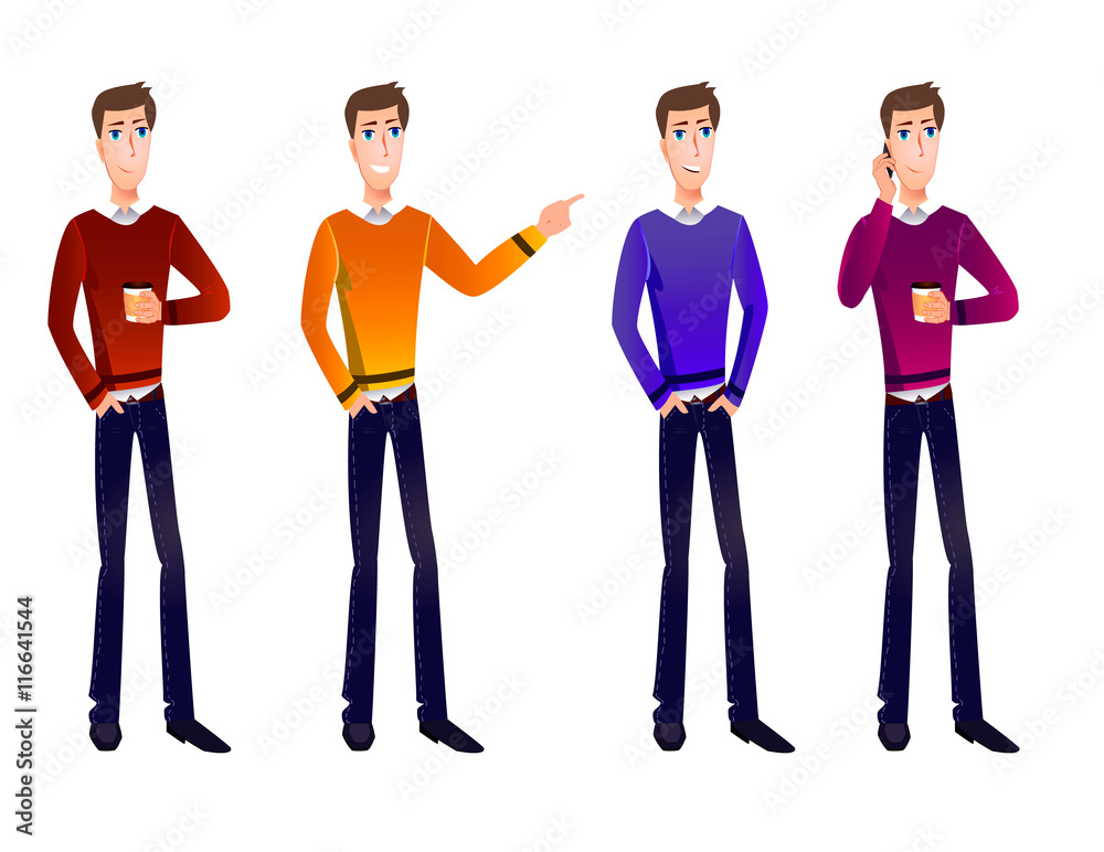 VECTOR set of cartoon characters. Stock Vector | Adobe Stock