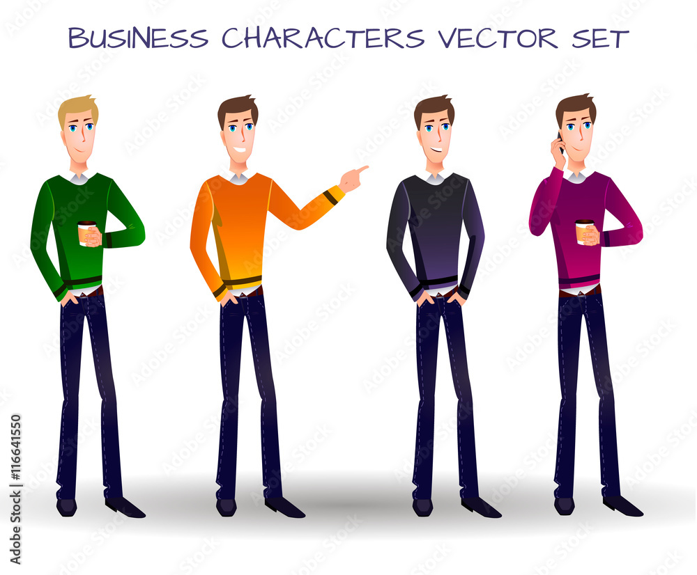 VECTOR set of cartoon business characters. Stock Vector | Adobe Stock
