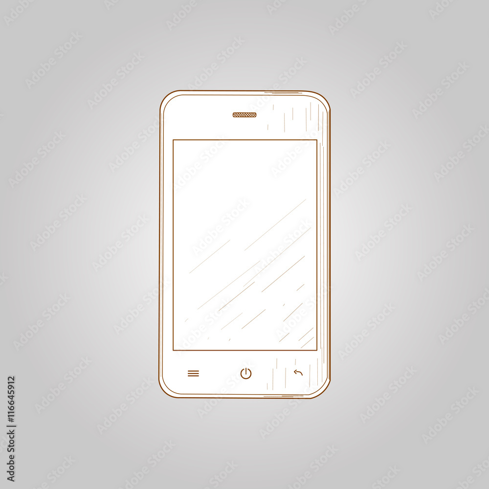 Mobile phone drawing, vector illustration Stock Vector | Adobe Stock