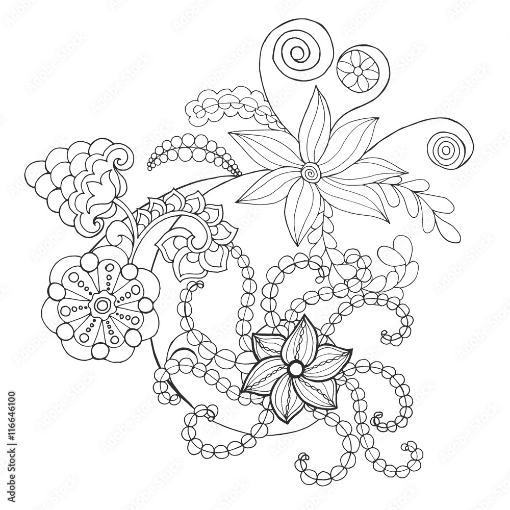 Fantasy flowers coloring page. Stock Vector | Adobe Stock