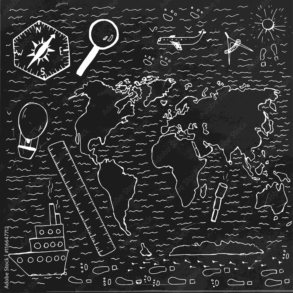 World Hand drawn map Stock Vector | Adobe Stock