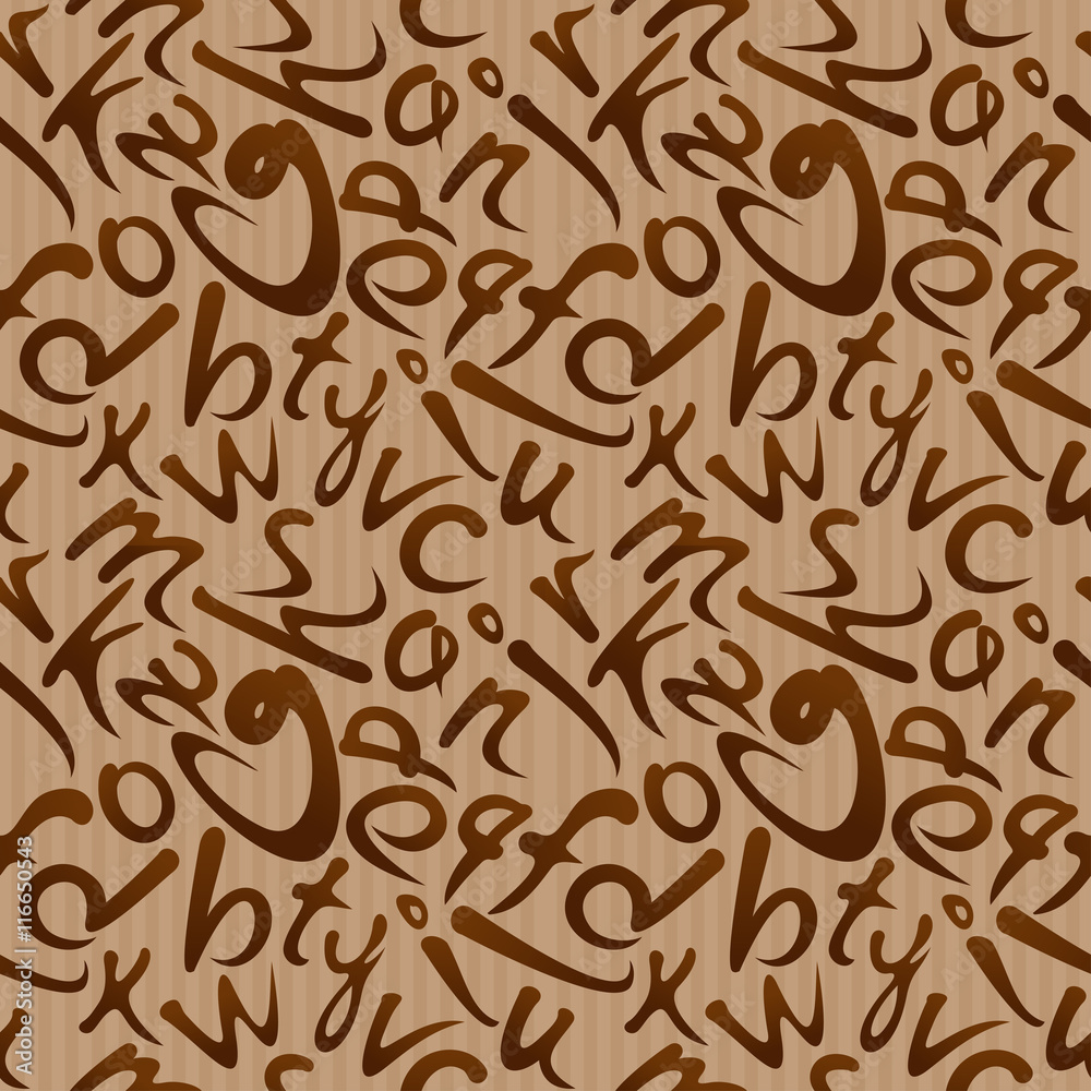 Seamless brown vintage texture made up of letters. Pattern with ...