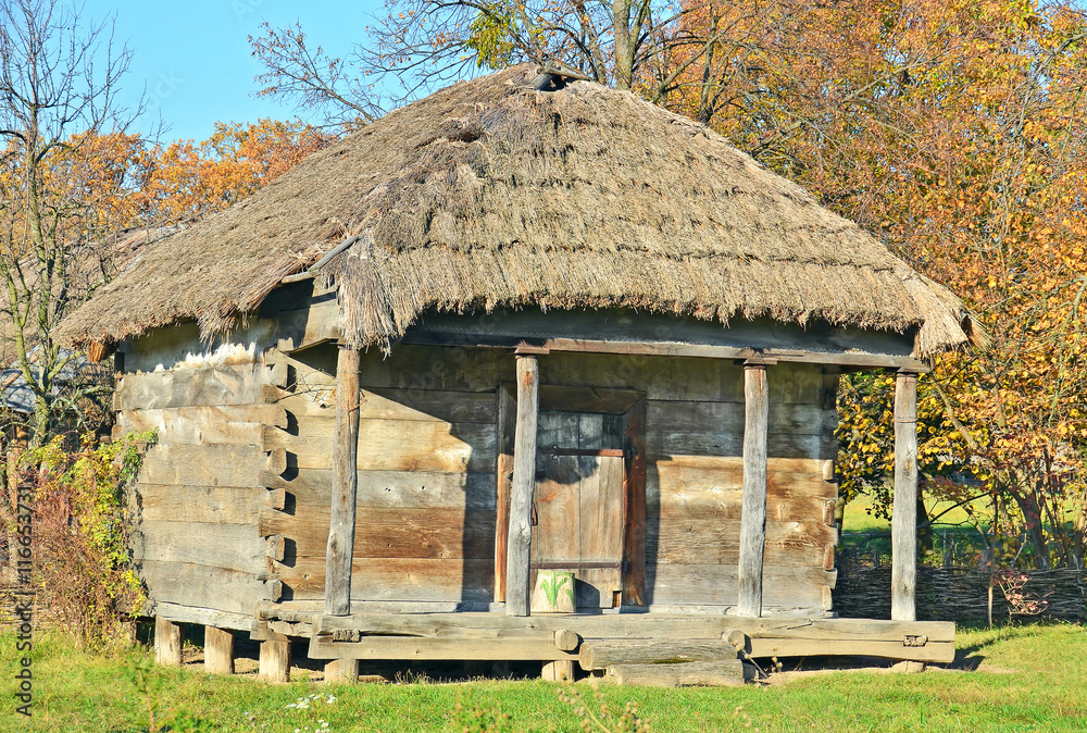 Ancient barn with a straw roof Stock Photo | Adobe Stock