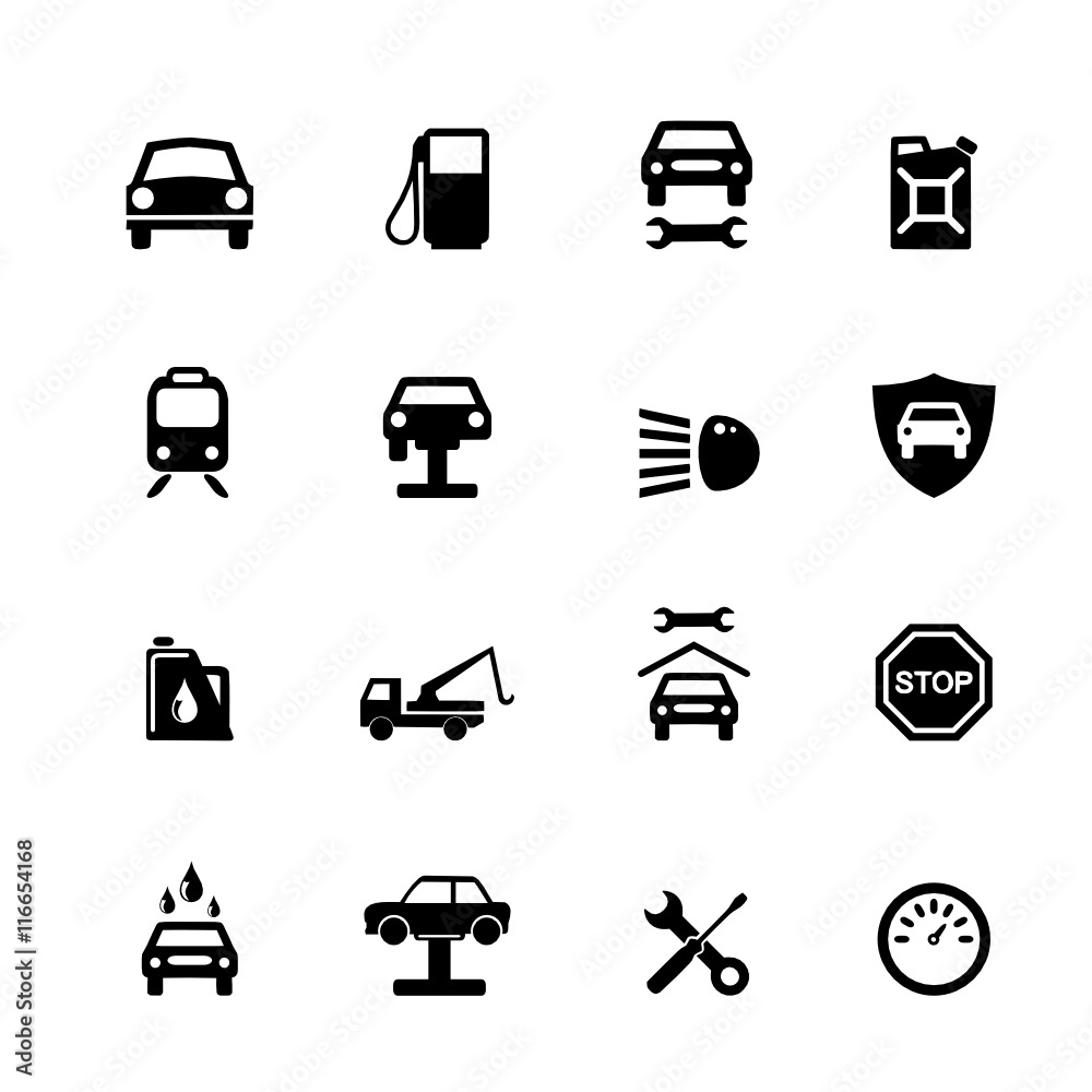 Icons Auto Werkstatt Stock-Vektorgrafik | Adobe Stock