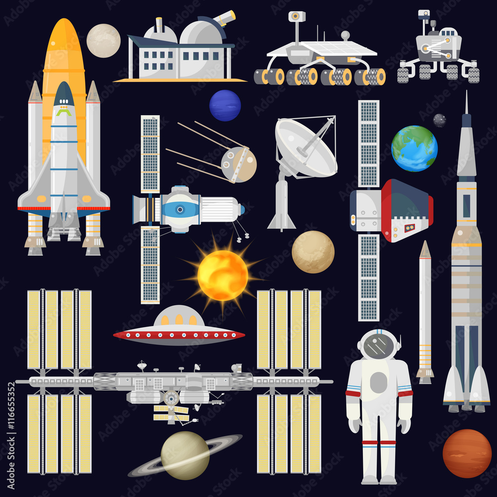 Spacecraft and space technology industry for infographic. Astronomy ...
