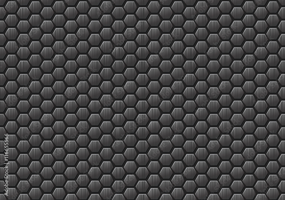 Seamless metallic texture composed of hexagons. Metal honeycombs on a ...
