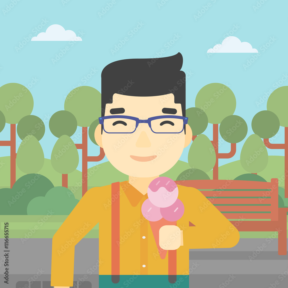 Man eating ice cream vector illustration. Stock Vector | Adobe Stock