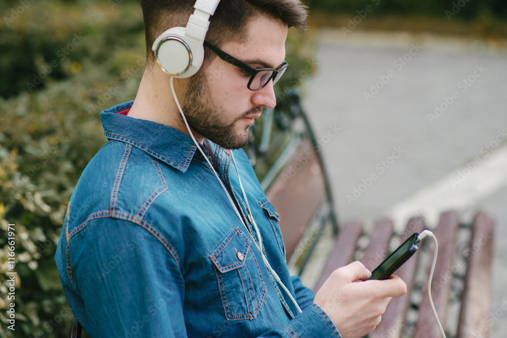 guy with headphones Stock Photo | Adobe Stock