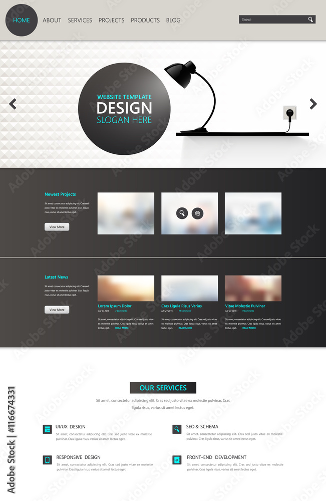 Modern One Page Website Template. Vector Eps10, Modern Web Design with ...